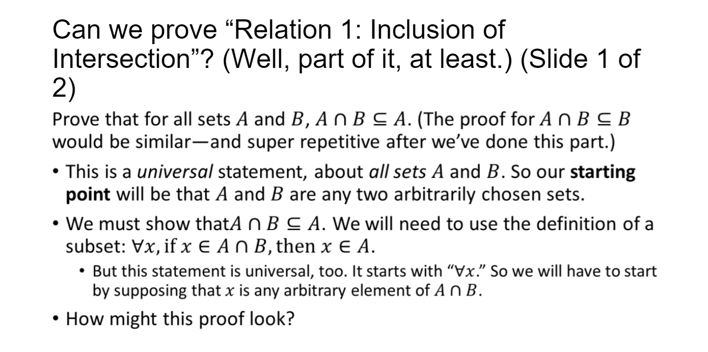 Solved Can we prove "Relation 1: Inclusion of Intersection"? | Chegg.com