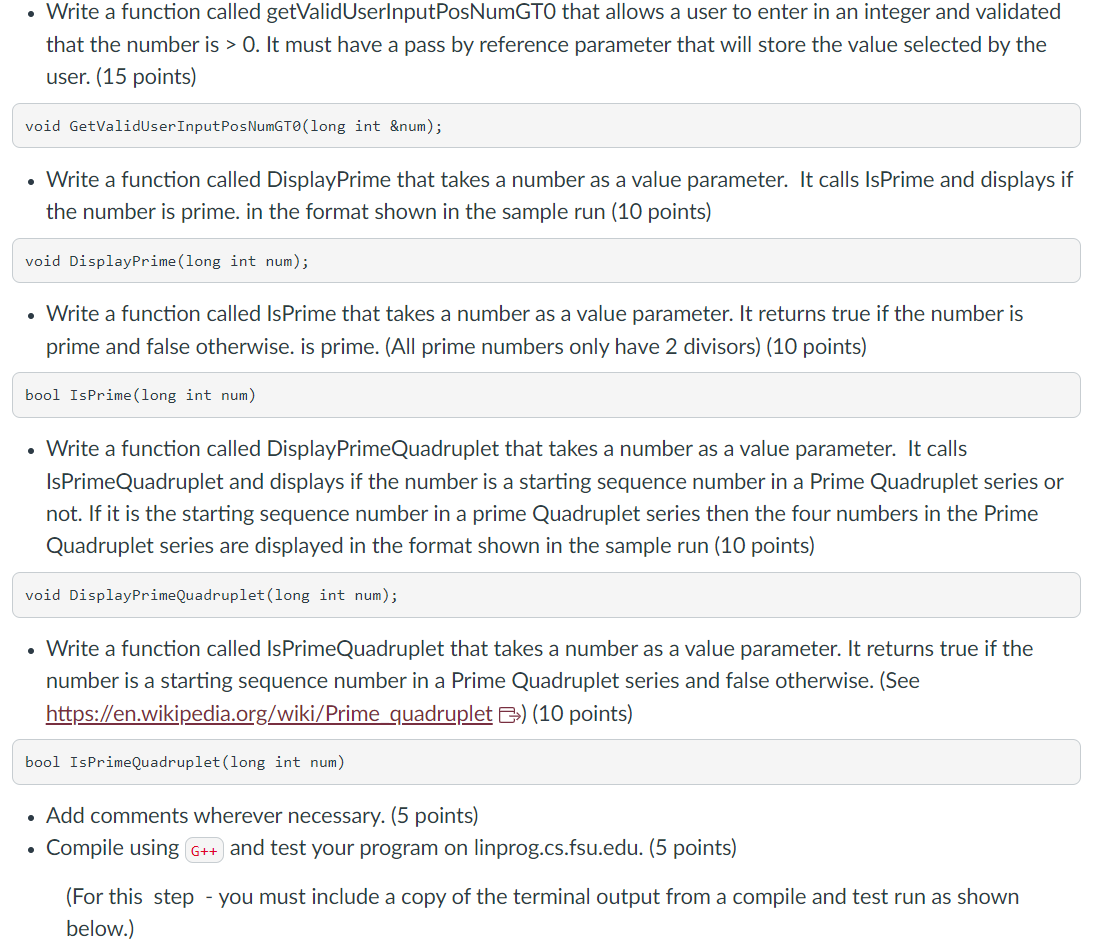 Solved - Write a function called getValidUserlnputPosNumGT0 | Chegg.com