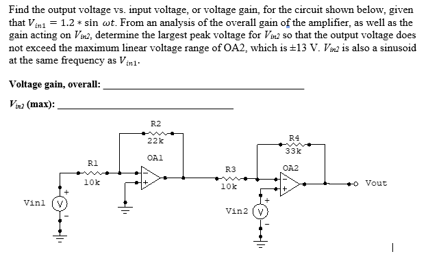 Solved Find the output voltage vs. input voltage, or voltage | Chegg.com