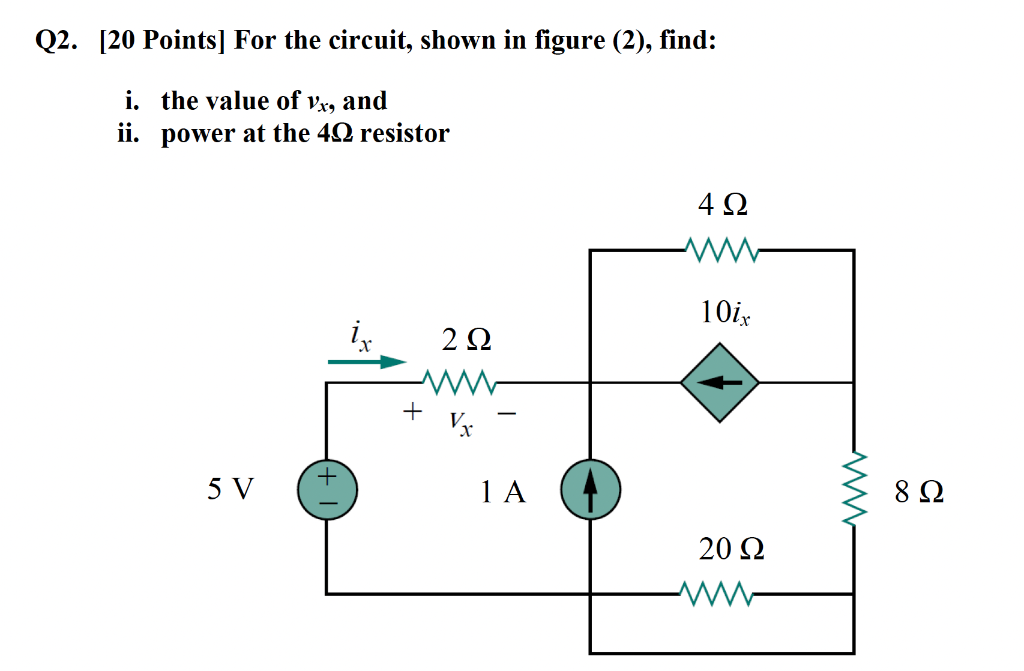 Solved Q2. [20 Points] For the circuit, shown in figure (2), | Chegg.com