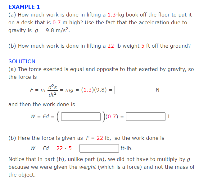 Solved EXAMPLE 1 (a) How much work is done in lifting a | Chegg.com