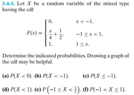 Solved 3.4-5. Let X be a random variable of the mixed type | Chegg.com