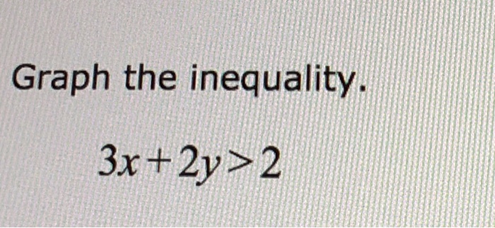 Solved Graph the inequality 3x + 2y 2 | Chegg.com