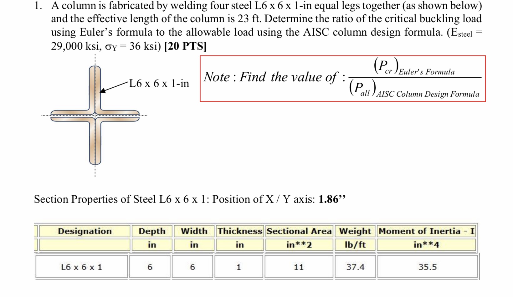 Solved A column is fabricated by welding four steel | Chegg.com