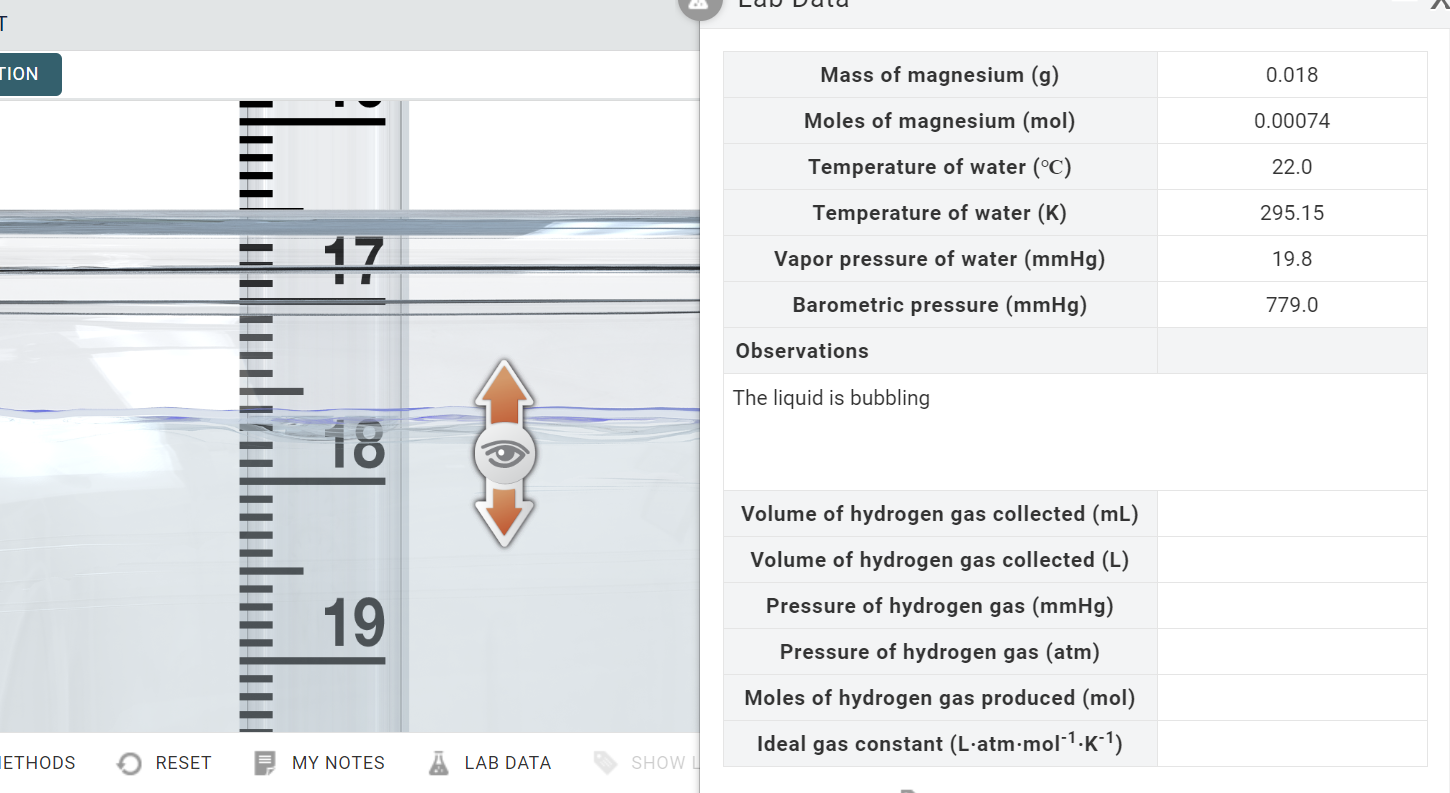 Volume of hydrogen gas collected (mL) Volume of | Chegg.com