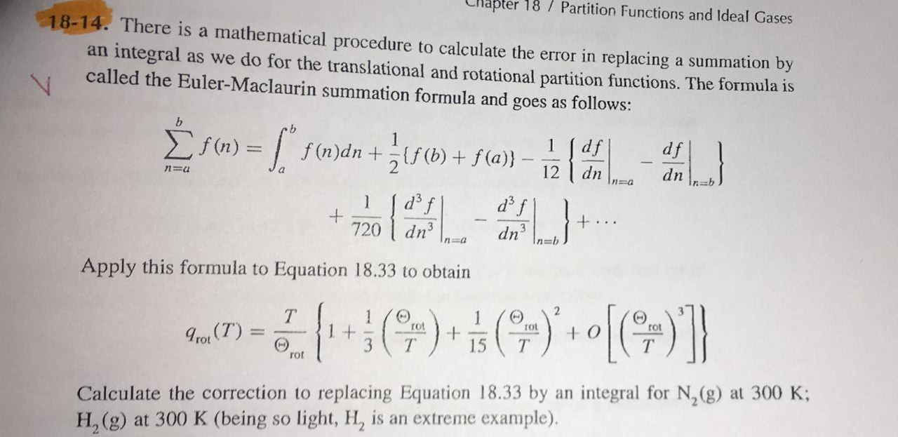 Chapter 18 / Partition Functions and Ideal Gases | Chegg.com