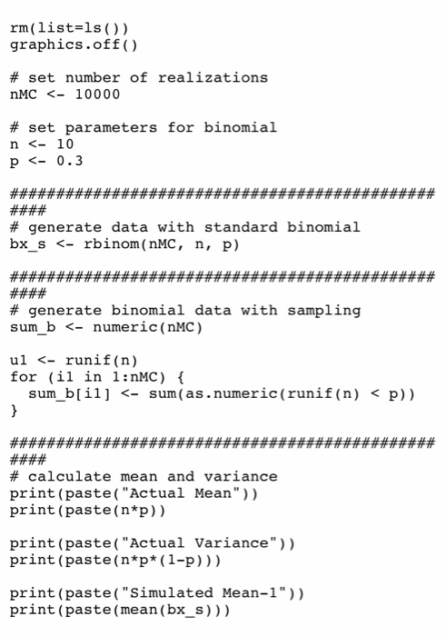 . R simulation The uploaded R code test binomial R | Chegg.com