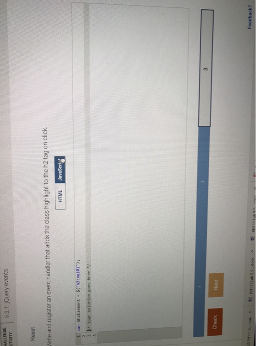 Solved 175 home > 9.3. Events ACTIVITY93.1: jQuery events | Chegg.com