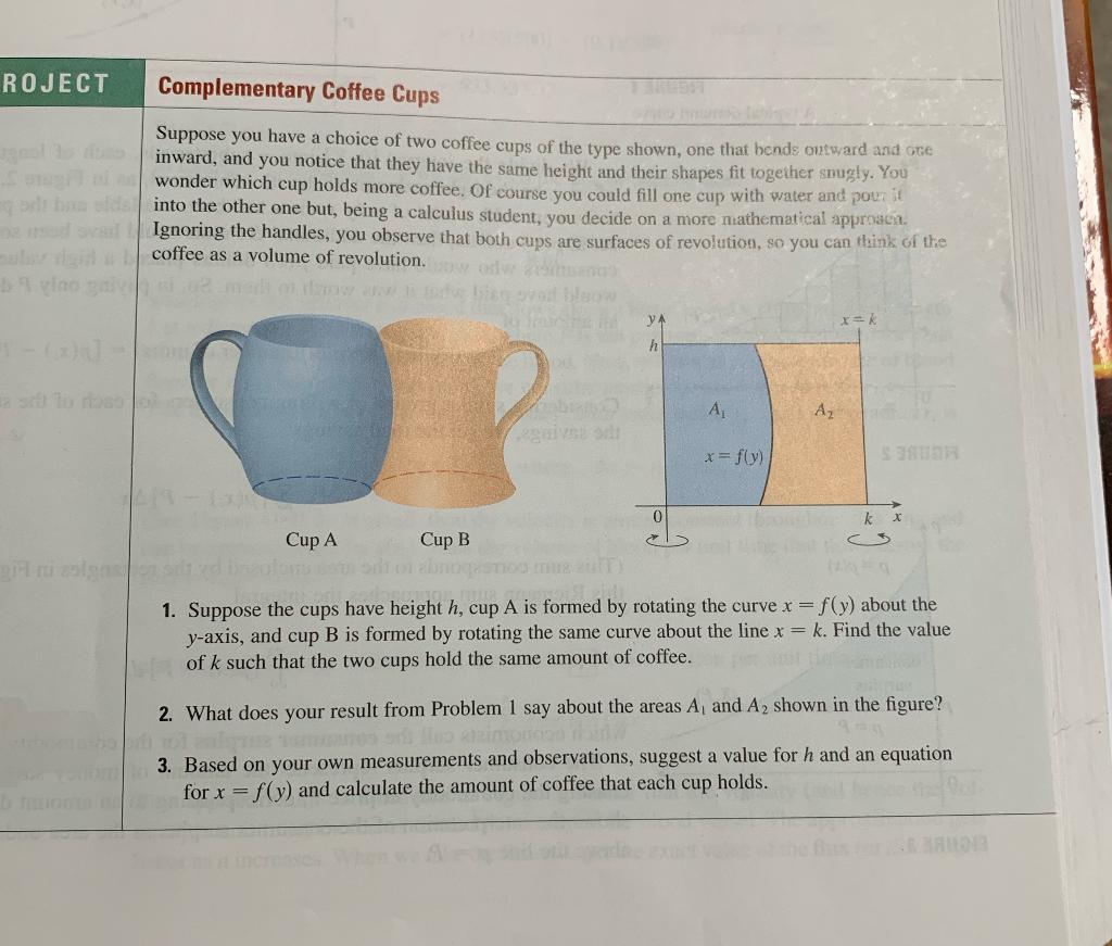 Solved ROJECT Complementary Coffee Cups Suppose you have a | Chegg.com