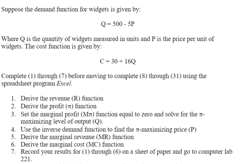 Solved Suppose the demand function for widgets is given | Chegg.com