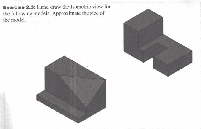 Solved Exercise2.3: Hand draw the Isometric view for the | Chegg.com