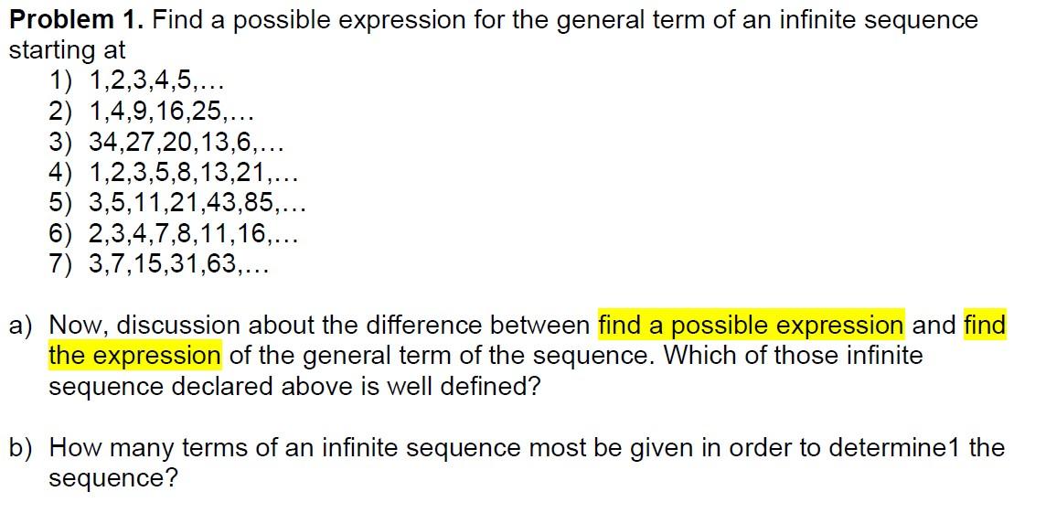 Solved Problem 1. Find a possible expression for the general | Chegg.com