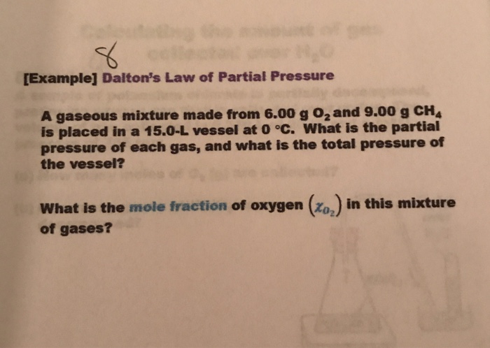 Solved [Example] Dalton's Law of Partial Pressure A gaseous | Chegg.com