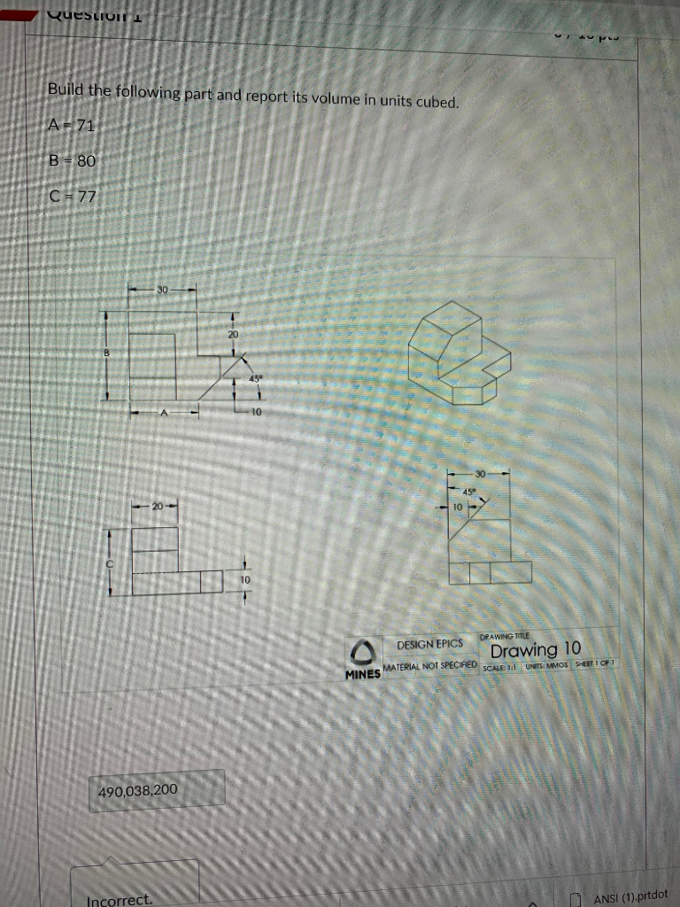 Solved Question 1 Build the following part and report its | Chegg.com