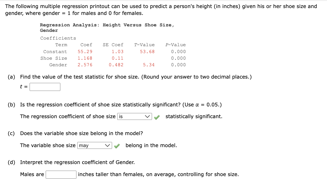 Solved The following multiple regression printout can be | Chegg.com