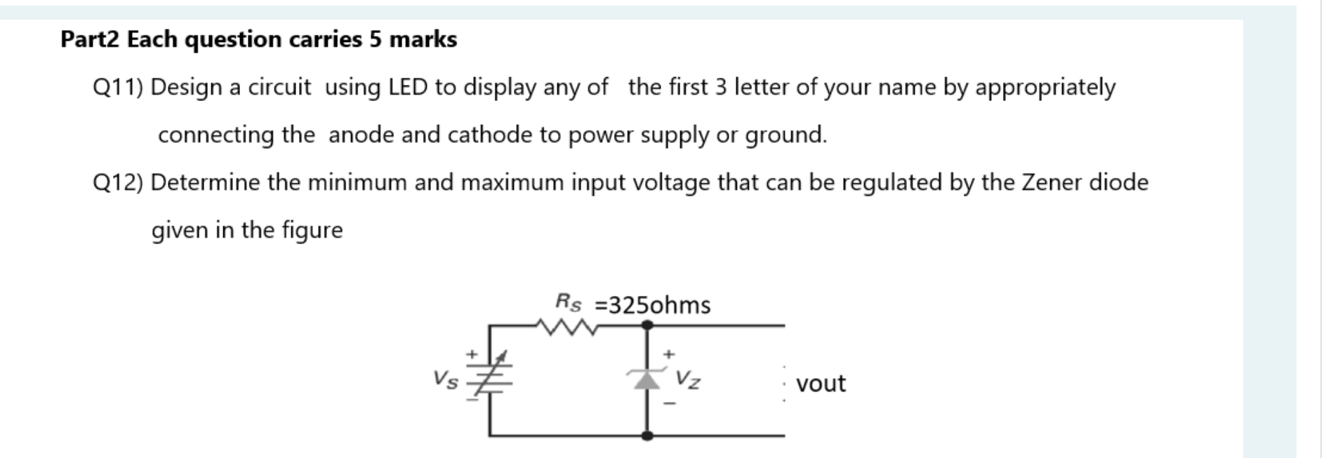 Solved Part2 Each question carries 5 marks Q11) Design a | Chegg.com