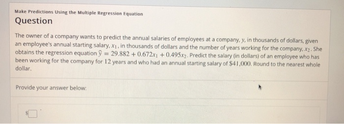 Solved Make Predictions Using the Multiple Regression | Chegg.com