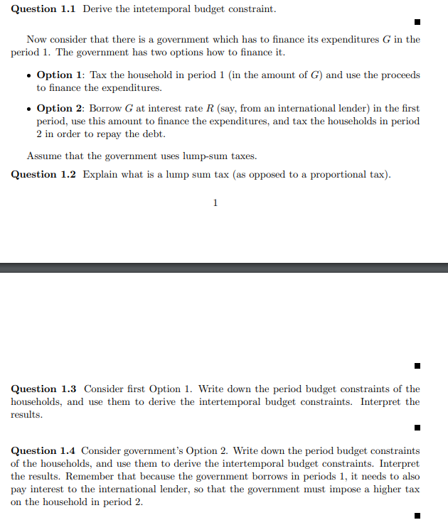 Solved 1 Ricardian equivalence and consumption smoothing In | Chegg.com