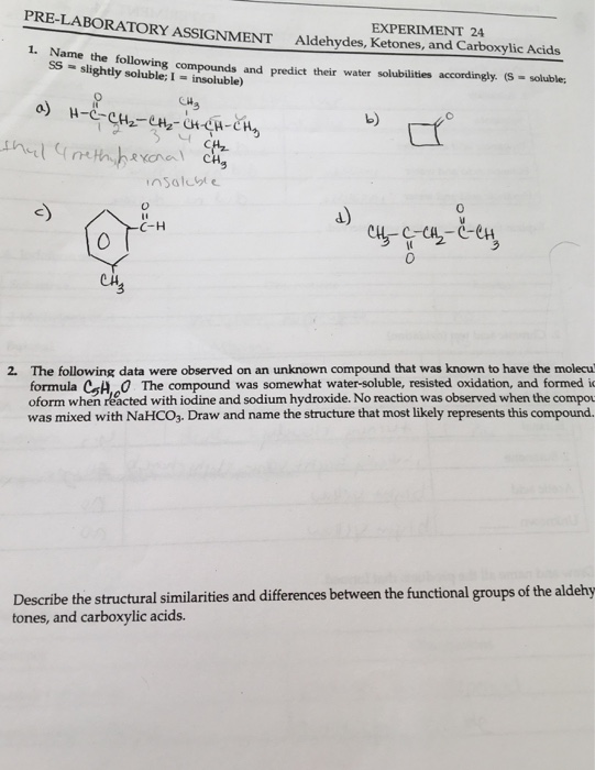 Solved PRE-LABORATORY ASSIGNMENT EXPERIMENT 24 Aldehydes, | Chegg.com
