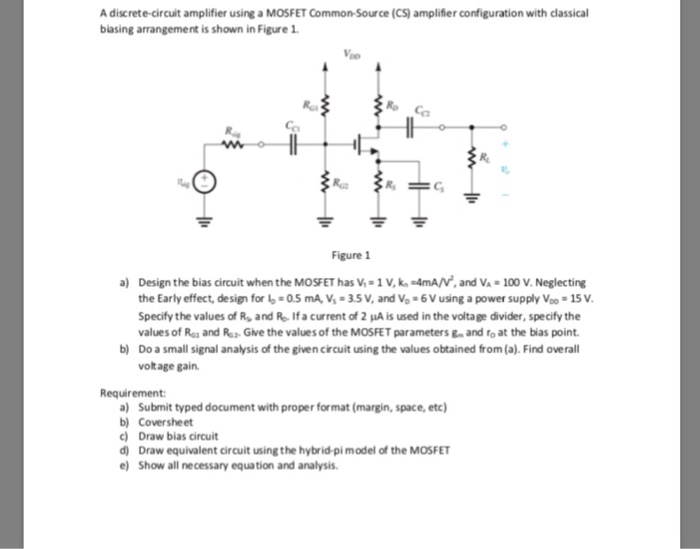 Solved A discrete-circuit amplifier using a MOSFET | Chegg.com