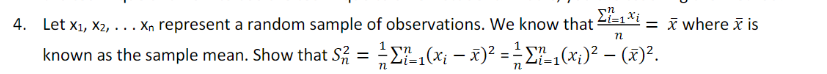 Solved 4. Let x1,x2,…xn represent a random sample of | Chegg.com