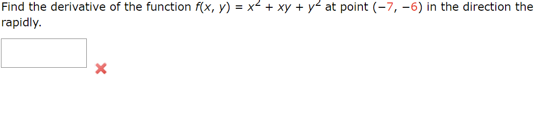Solved Find the derivative of the function f(x, y) = x2 + xy | Chegg.com