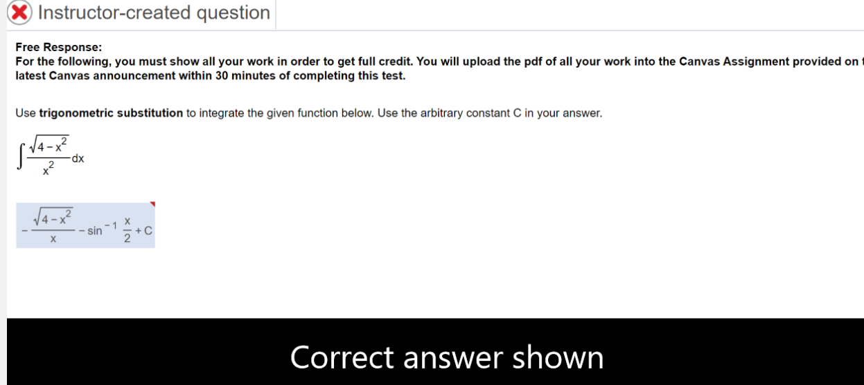 Solved Instructor-created question Free Response: For the | Chegg.com