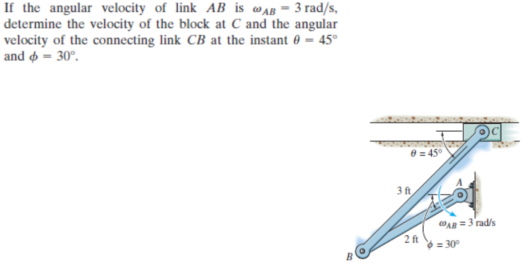 Solved If the angular velocity of link AB is WAB = 3 rad/s, | Chegg.com