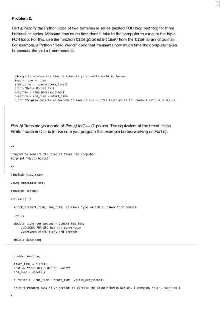 Solved Problem 2. Part a) Modify the Python code of two | Chegg.com