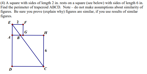 Solved A square with sides of length 2 in. rests on a square | Chegg.com