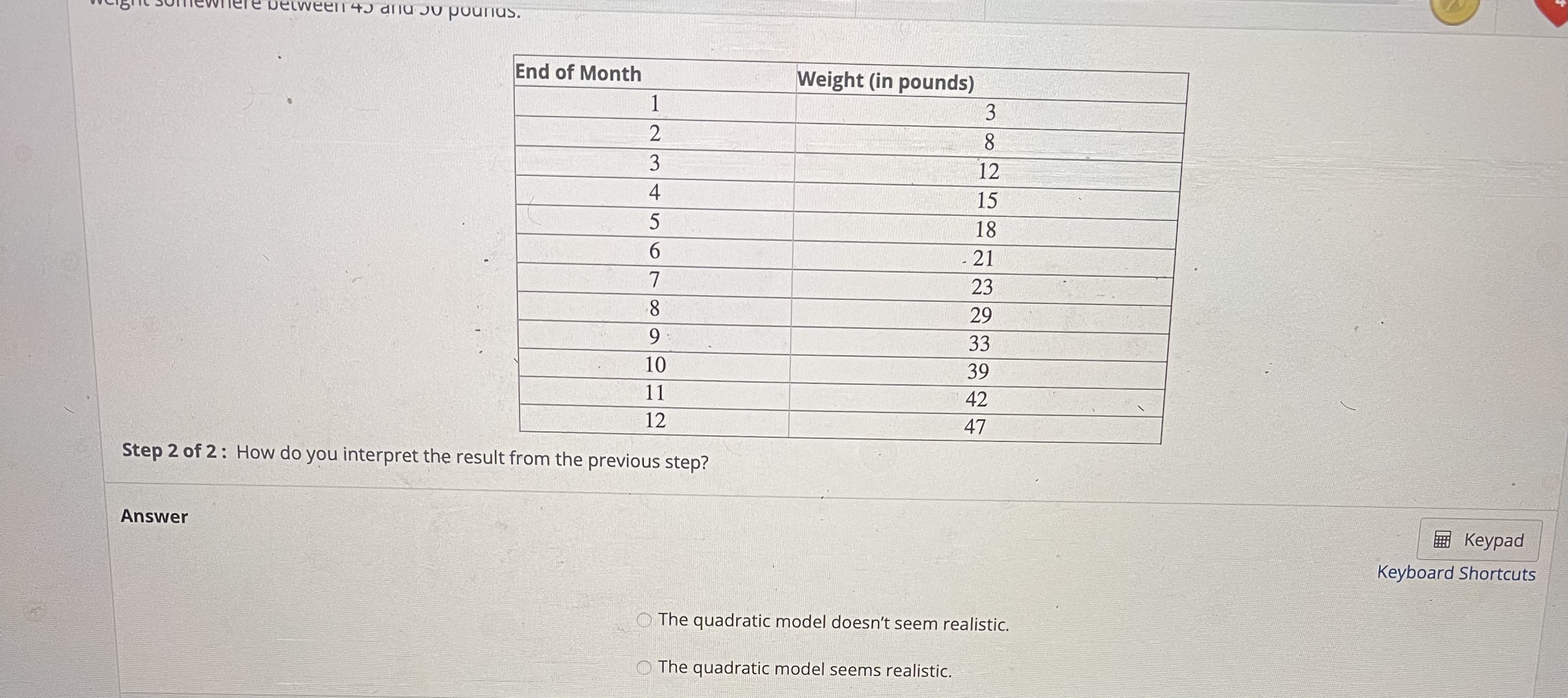 Step 2 of 2: How do you interpret the result from the | Chegg.com