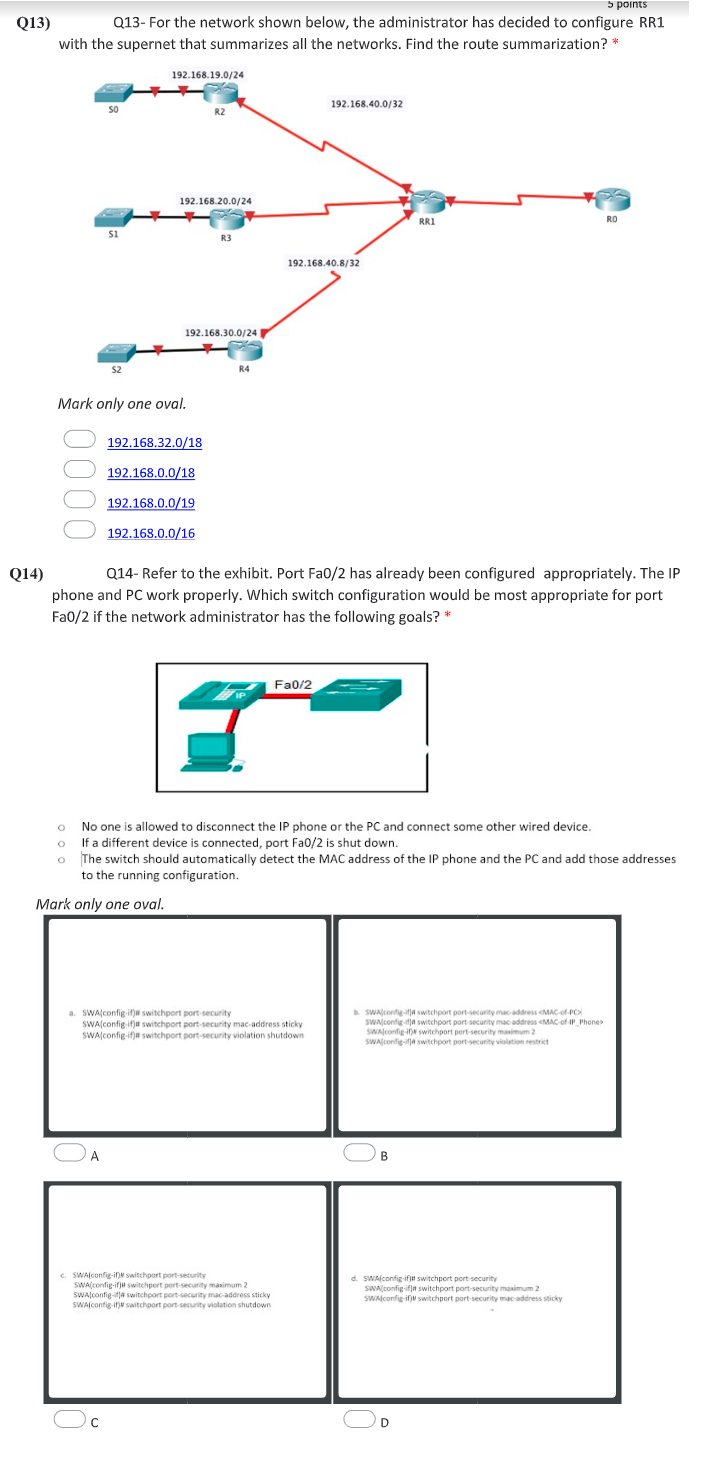 Solved Q13) 5 points Q13- For the network shown below, the | Chegg.com
