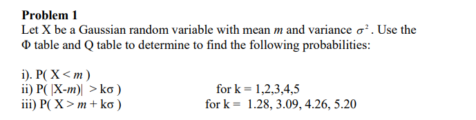 Solved Problem 1 Let X be a Gaussian random variable with | Chegg.com