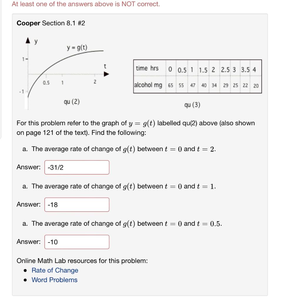 Solved At least one of the answers above is NOT correct. | Chegg.com