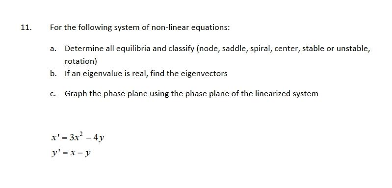 Solved For the following system of non-linear equations: a. | Chegg.com