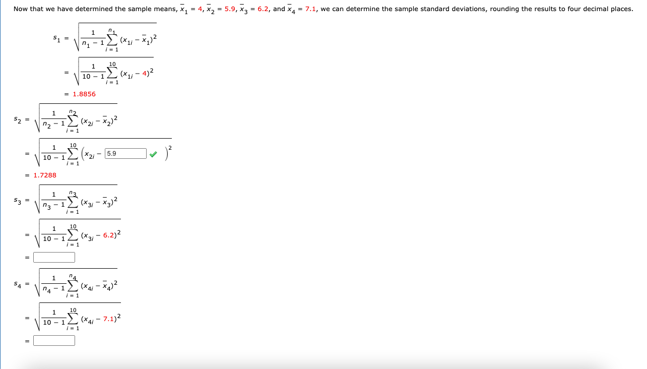 Solved Now that we have determined the sample means, | Chegg.com