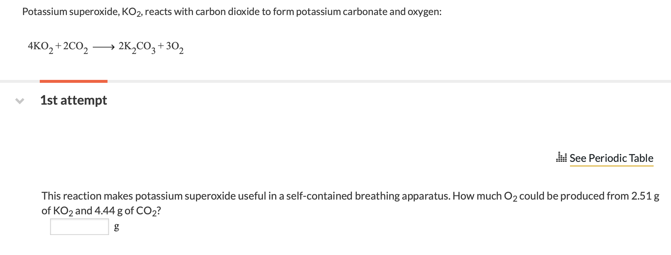 Solved Potassium superoxide, KO2, reacts with carbon dioxide | Chegg.com