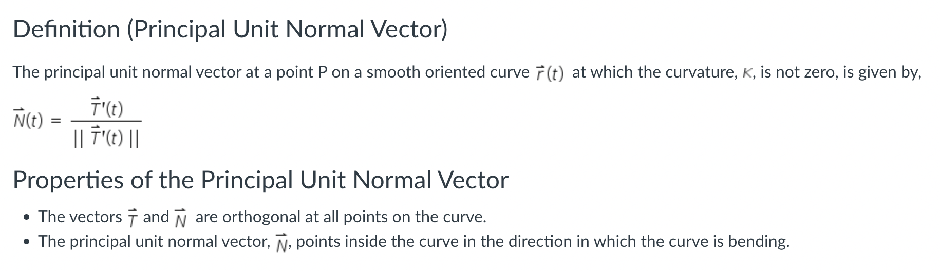 Solved Definition (Principal Unit Normal Vector) The | Chegg.com