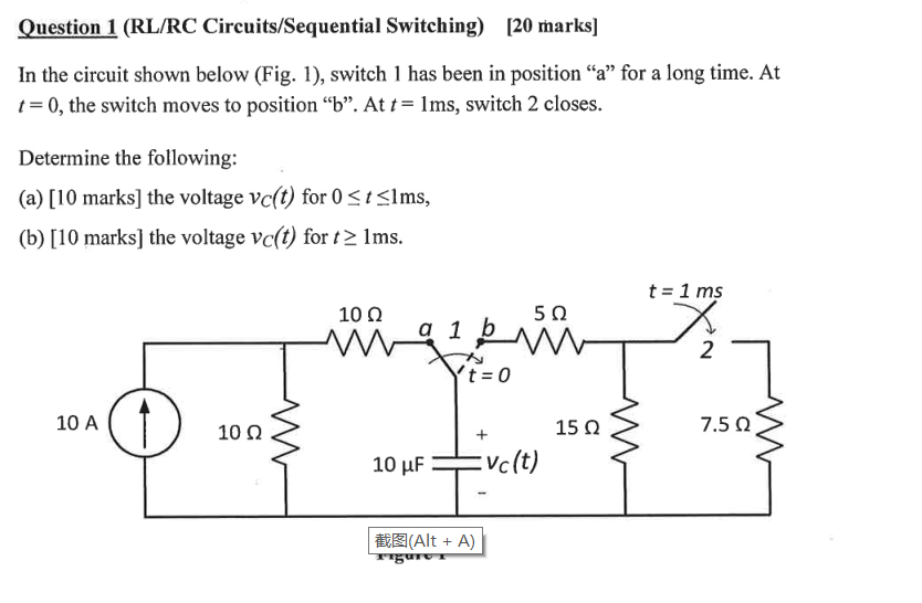 Solved Question 1 (RL/RC Circuits/Sequential Switching) [20 | Chegg.com