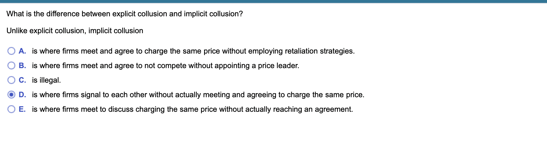 Solved What is the difference between explicit collusion and | Chegg.com