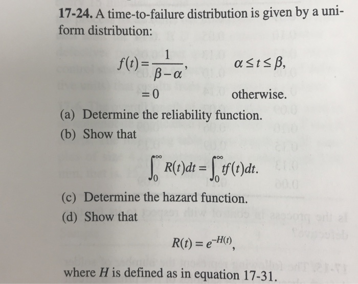 Solved 17-24. A time-to-failure distribution is given by a | Chegg.com