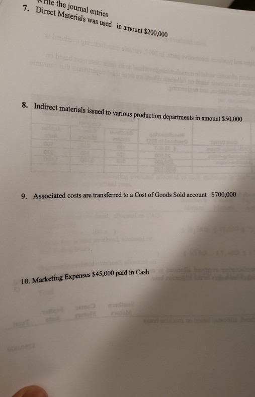 Solved Write the journal entries 7. Direct Materials was | Chegg.com