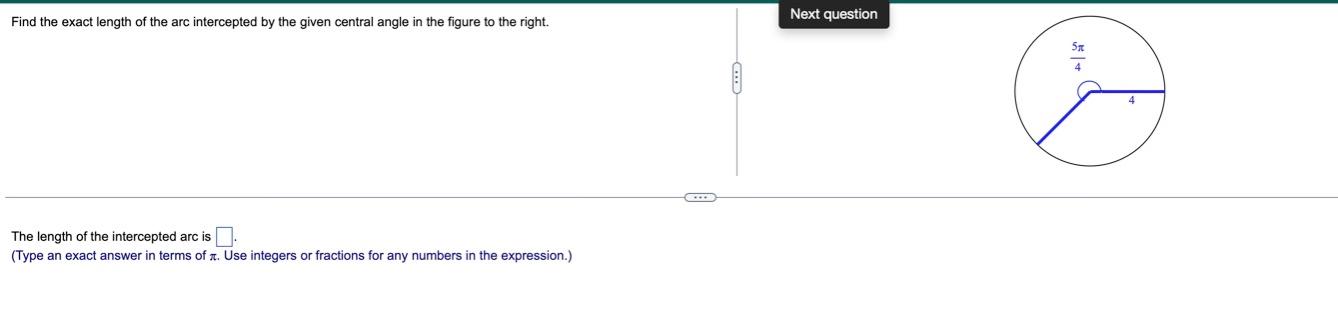 Solved Find the exact length of the arc intercepted by the | Chegg.com