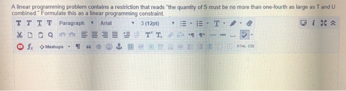 Solved A linear programming problem contains a restriction | Chegg.com