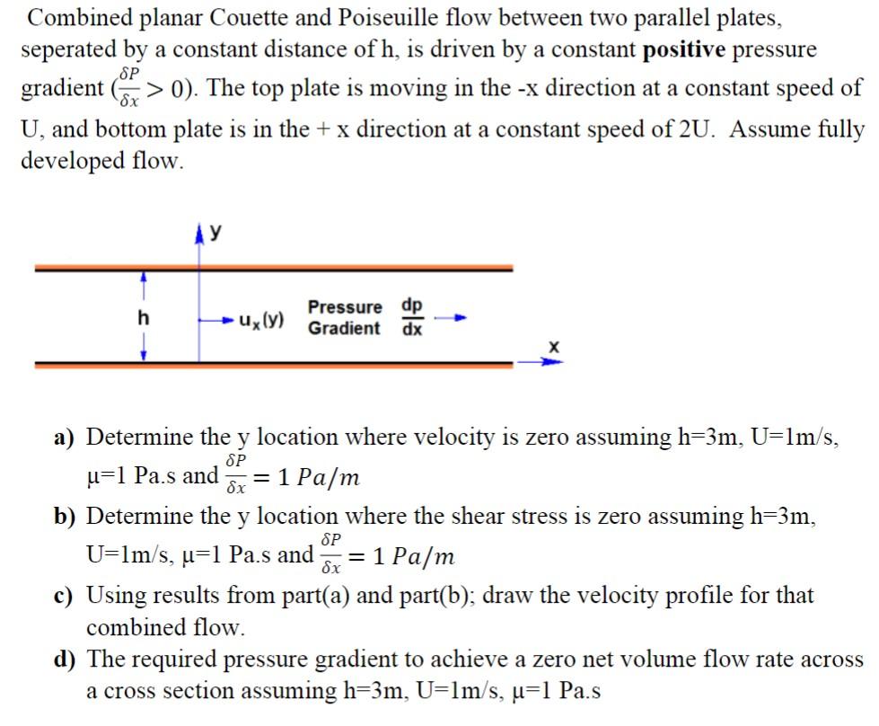 Solved Combined planar Couette and Poiseuille flow between | Chegg.com