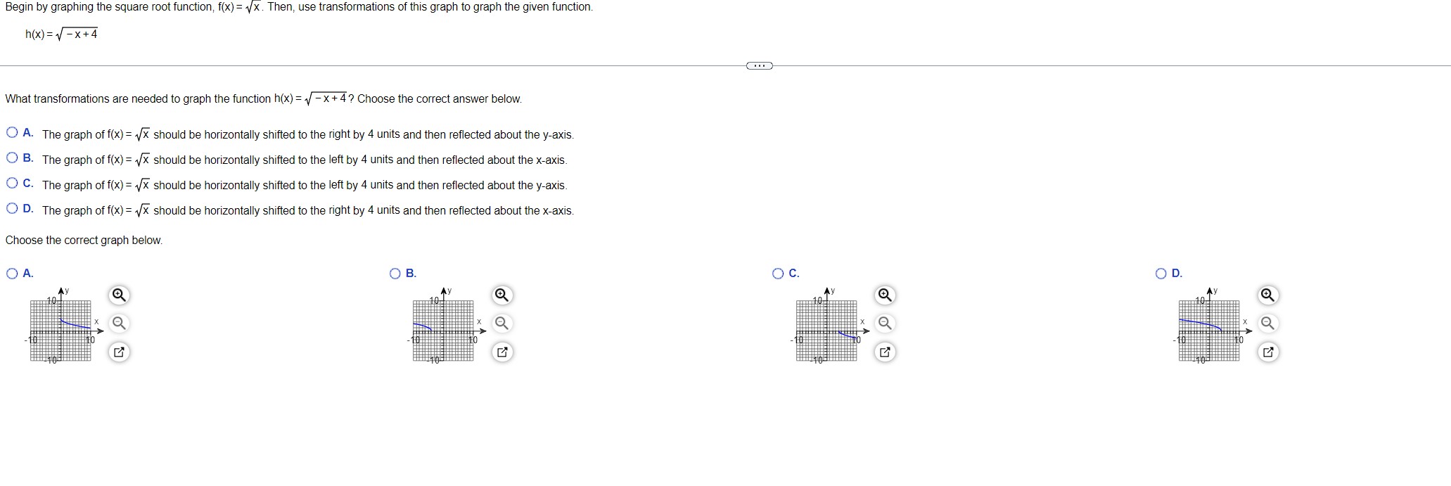 Solved Hx−x4 What Transformations Are Needed To Graph 