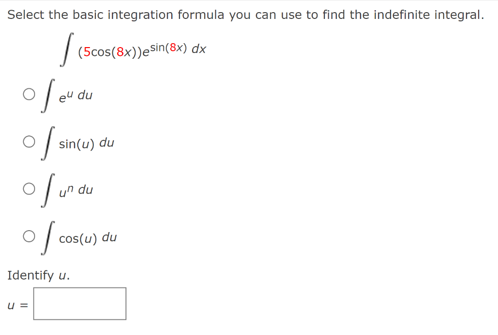 Solved Select the basic integration formula you can use to | Chegg.com