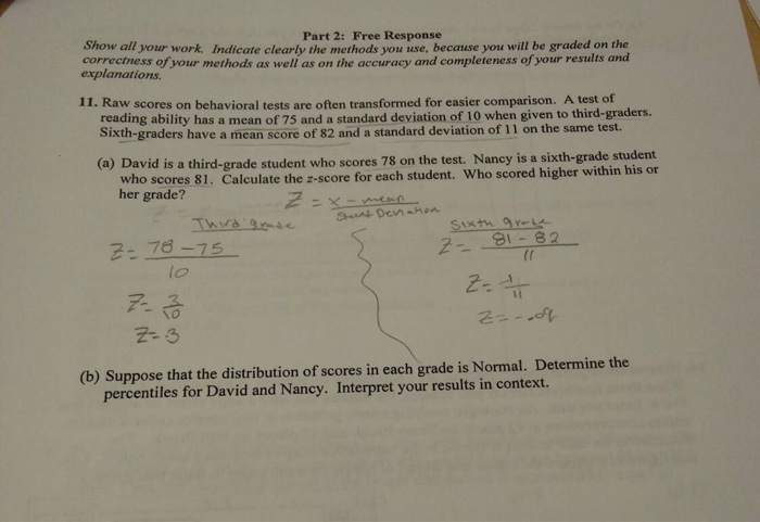 Solved Part 2: Free Response Show all your work. Indicate | Chegg.com