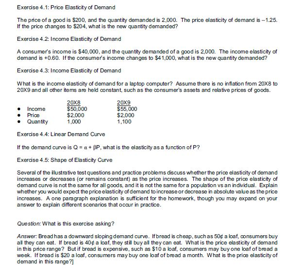 Solved Exercise 4.1: Price Elasticity of Demand The price of | Chegg.com