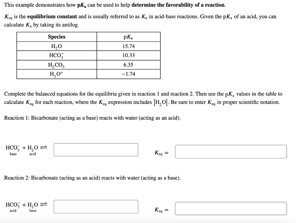 Solved This example demonstrates how pK, can be used to help | Chegg.com